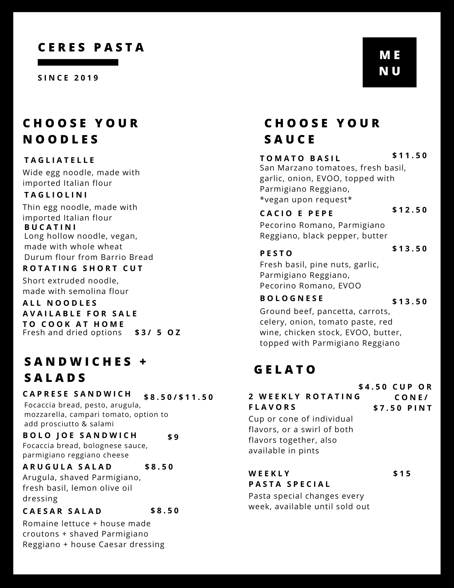 ceres home menu gift card facebook instagram